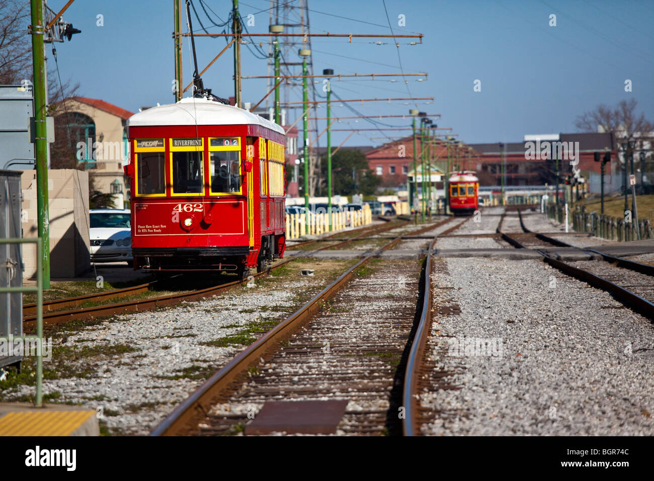 Streetcar on the Riverfront in New Orleans LA Stock Photo - Alamy