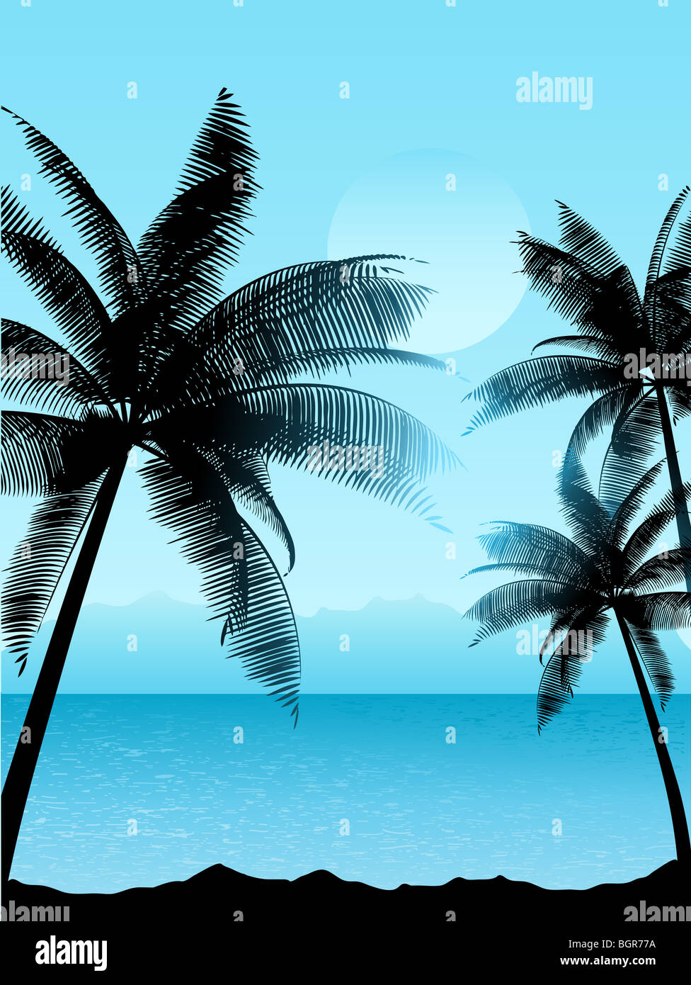 Tropical scene with palm trees Stock Photo - Alamy