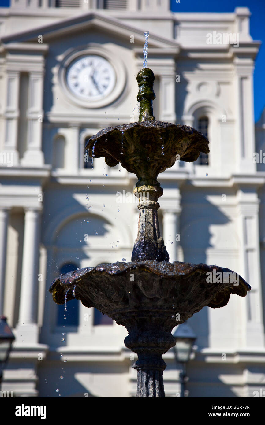 Water Fountain in Jackson Square in front of St Louis Cathedral in the ...