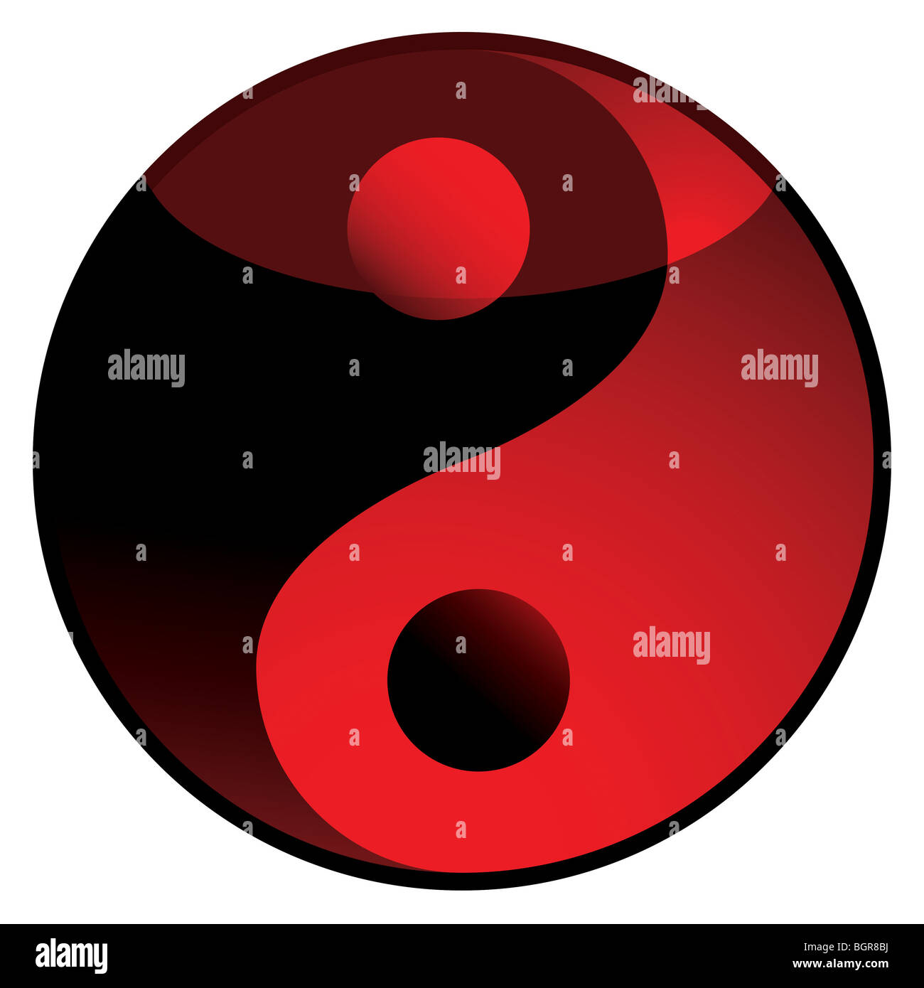 Red and black ying yang logo with light reflection Stock Photo - Alamy