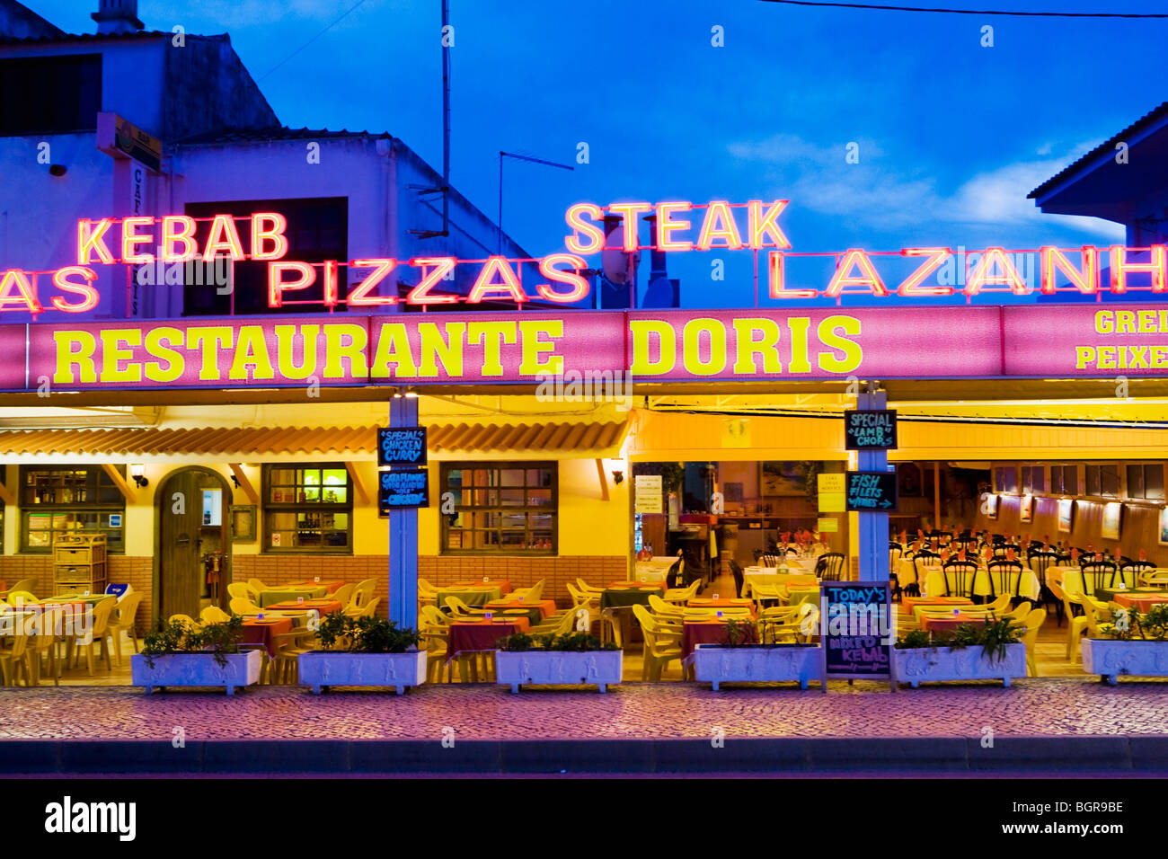 Neon signs in the evening, Sweden Stock Photo - Alamy