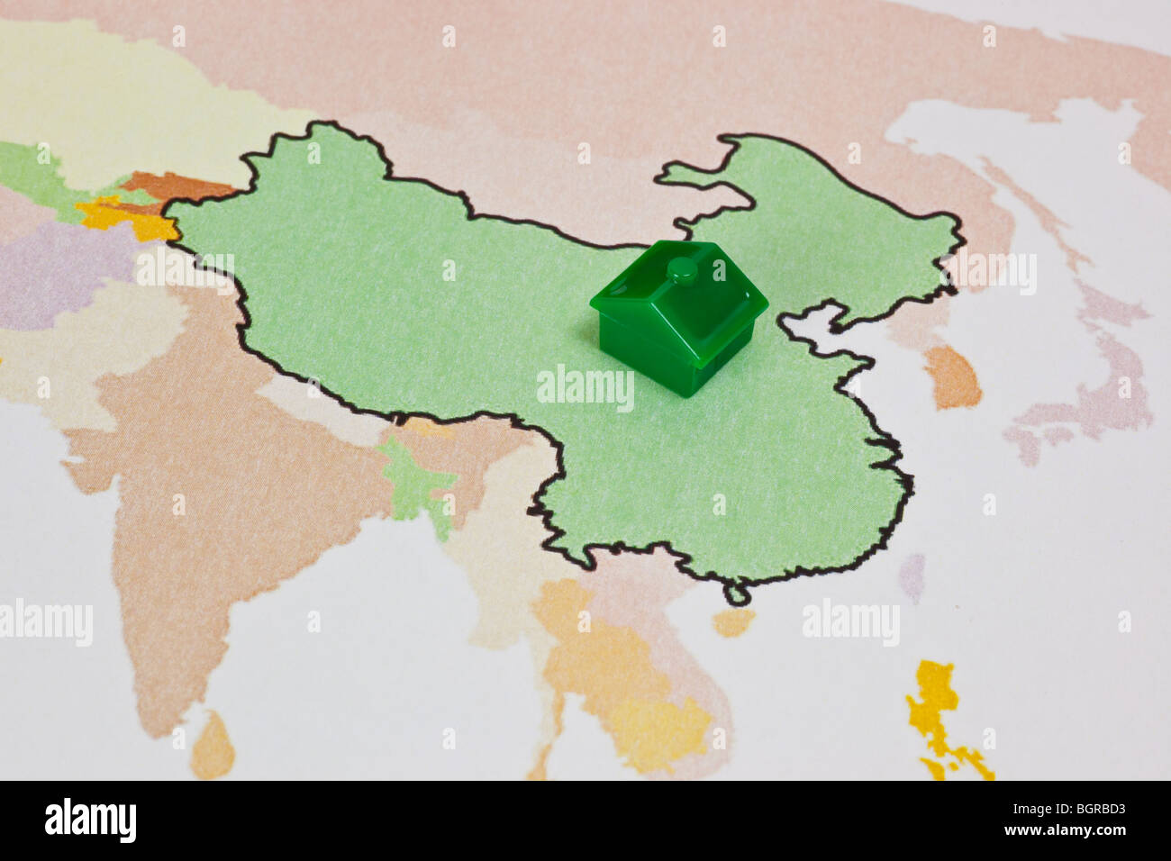 House symbol on top of a map of China Stock Photo - Alamy