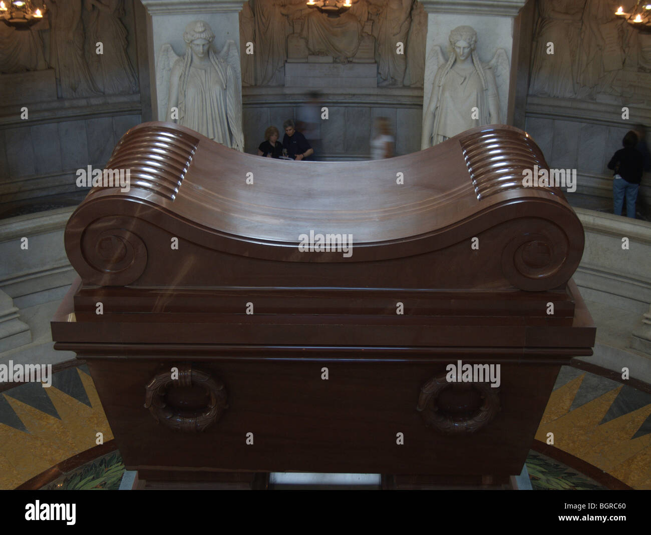Red quartzite tomb of Napoleon Bonaparte. Église du Dôme (aka Saint Louis des Invalides Church ...