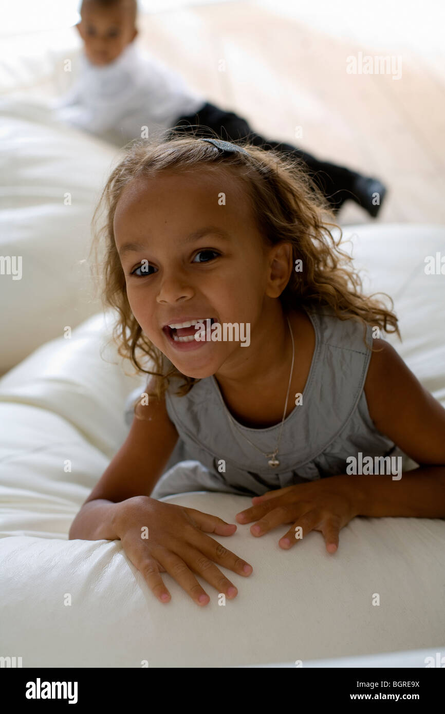 Portrait of two children Stock Photo - Alamy
