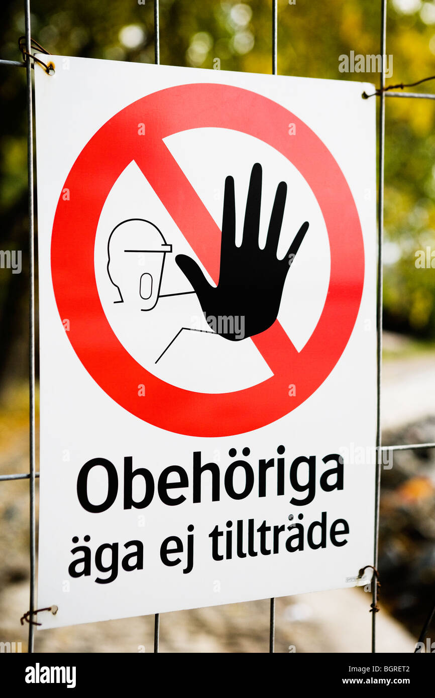 A warning sign, close-up, Sweden Stock Photo - Alamy