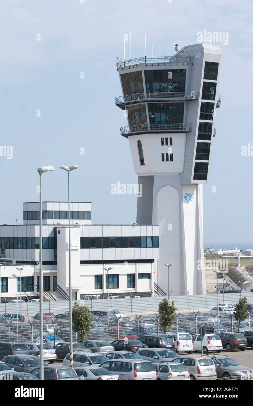 Air traffic control tower, Bari airport, Apulia, Italy Stock Photo - Alamy