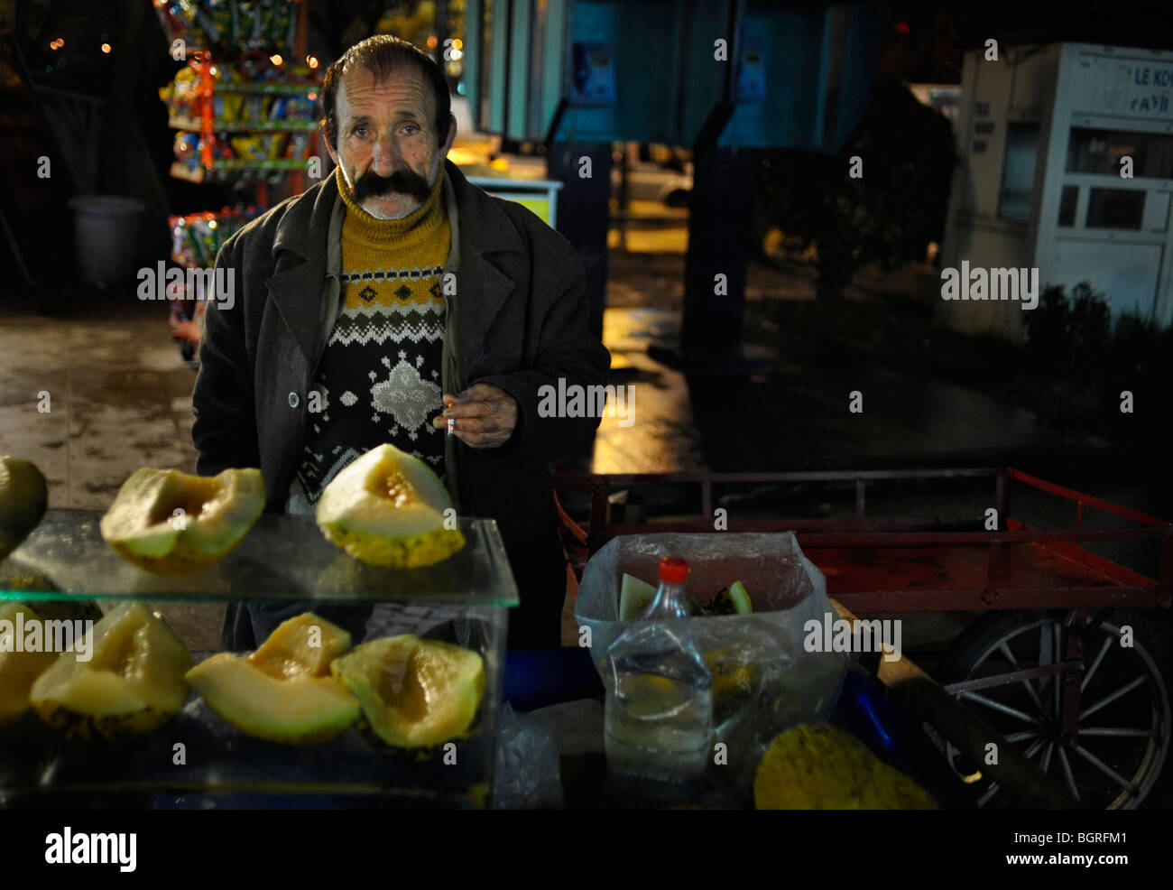 Melon street seller, Eminonu area, Old Istanbul Stock Photo - Alamy