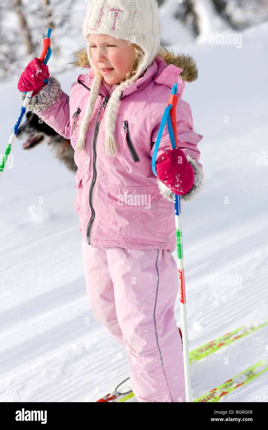 Little girl skiing, Sweden Stock Photo - Alamy