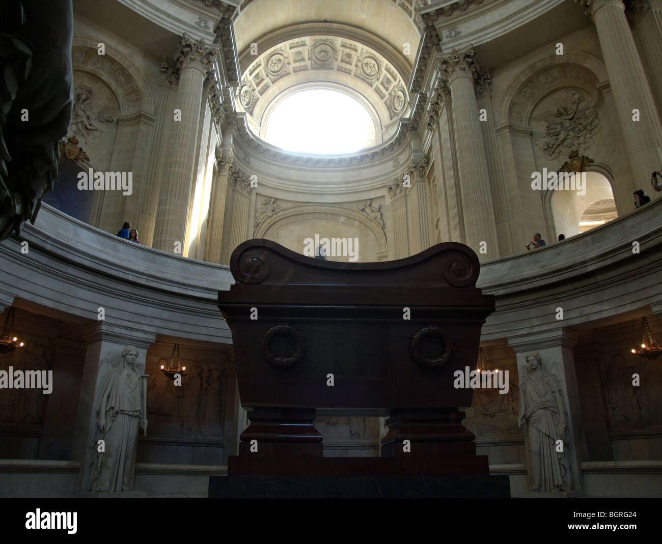 Red quartzite tomb of Napoleon Bonaparte. Église du Dôme (aka Saint Louis des Invalides Church ...