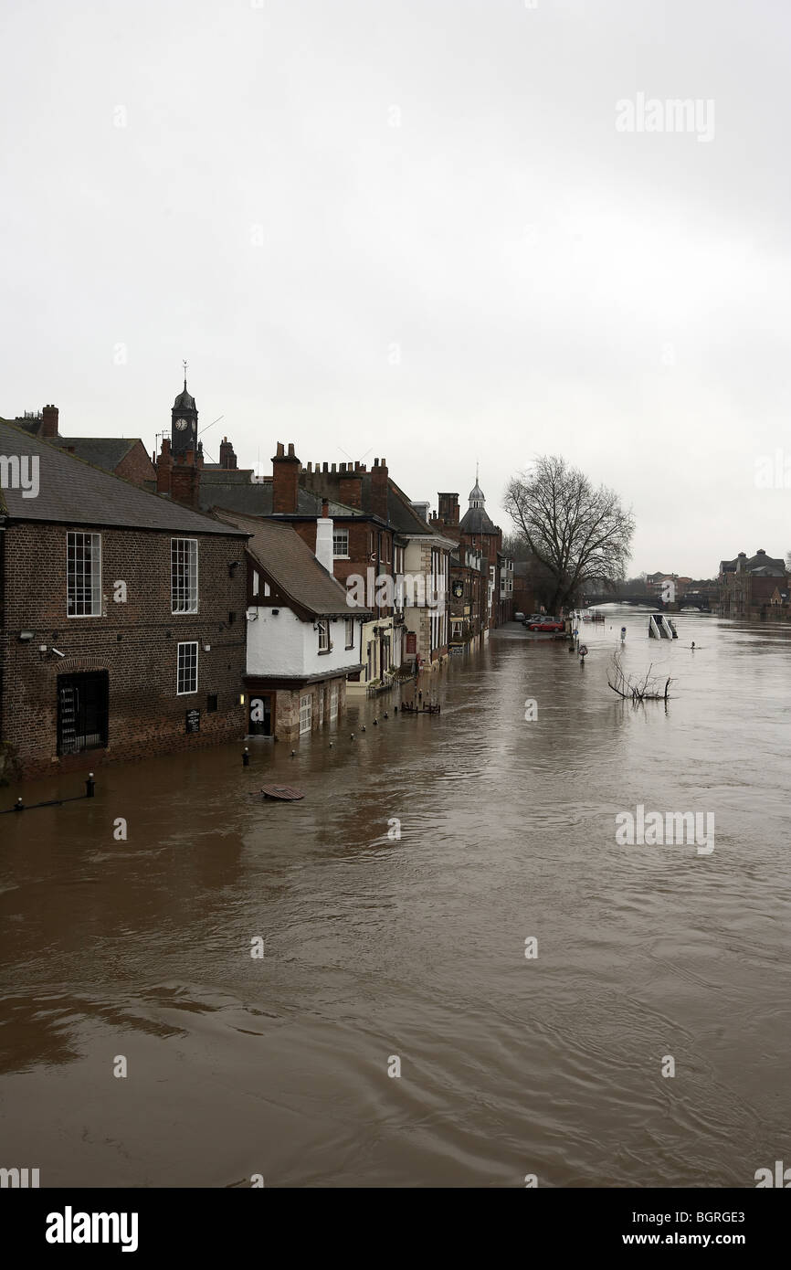 Flooding of the River Ouse in the centre of York, Yorkshire, UK. Flood ...