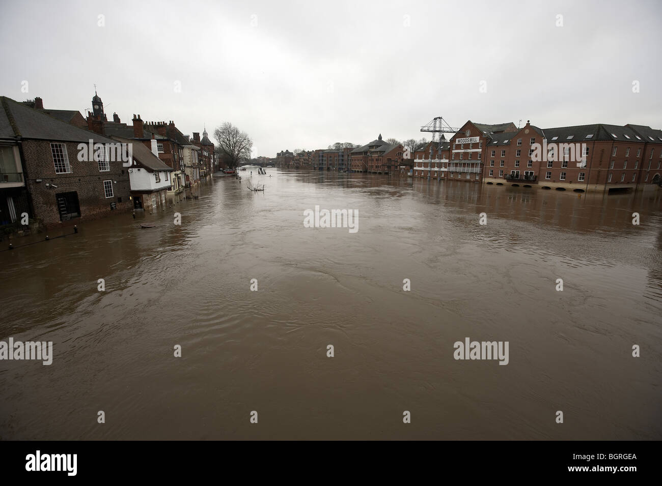 Flooding of the River Ouse in the centre of York, Yorkshire, UK. Flood ...