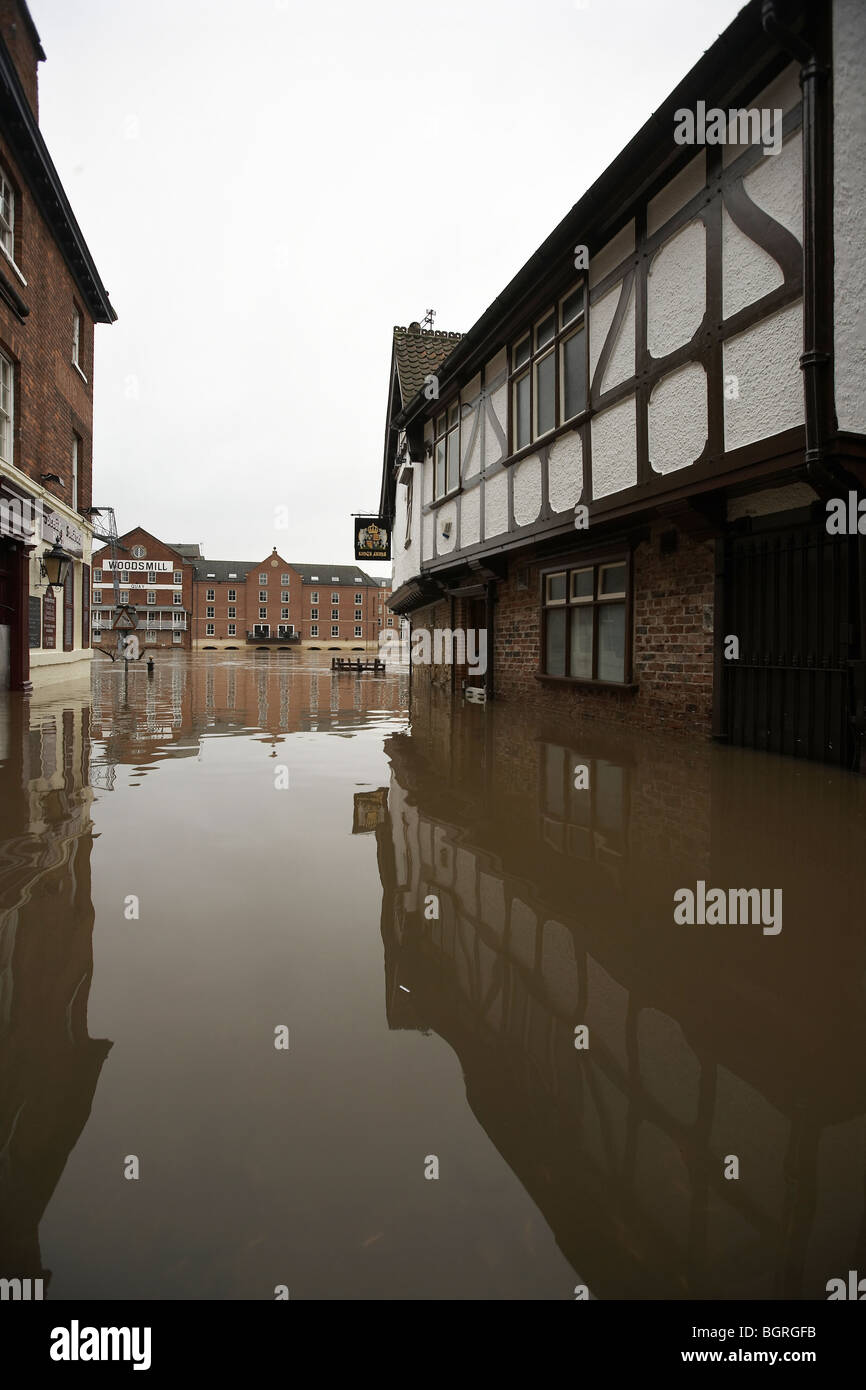 Flooding of the River Ouse in the centre of York, Yorkshire, UK. Flood ...