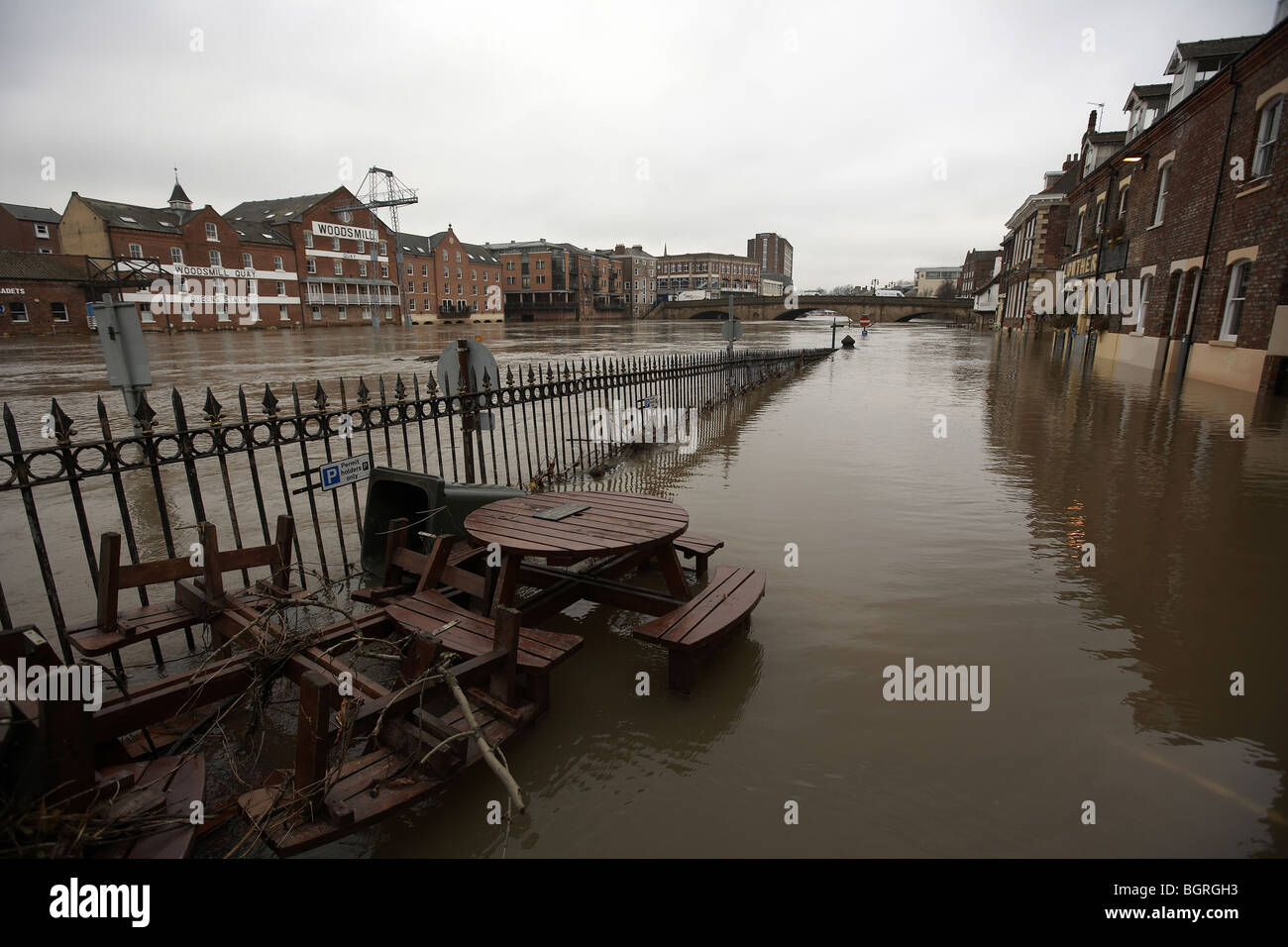Flooding of the River Ouse in the centre of York, Yorkshire, UK. Flood ...