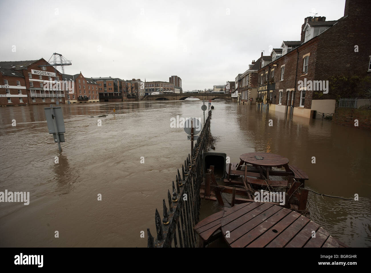 Flooding of the River Ouse in the centre of York, Yorkshire, UK. Flood ...