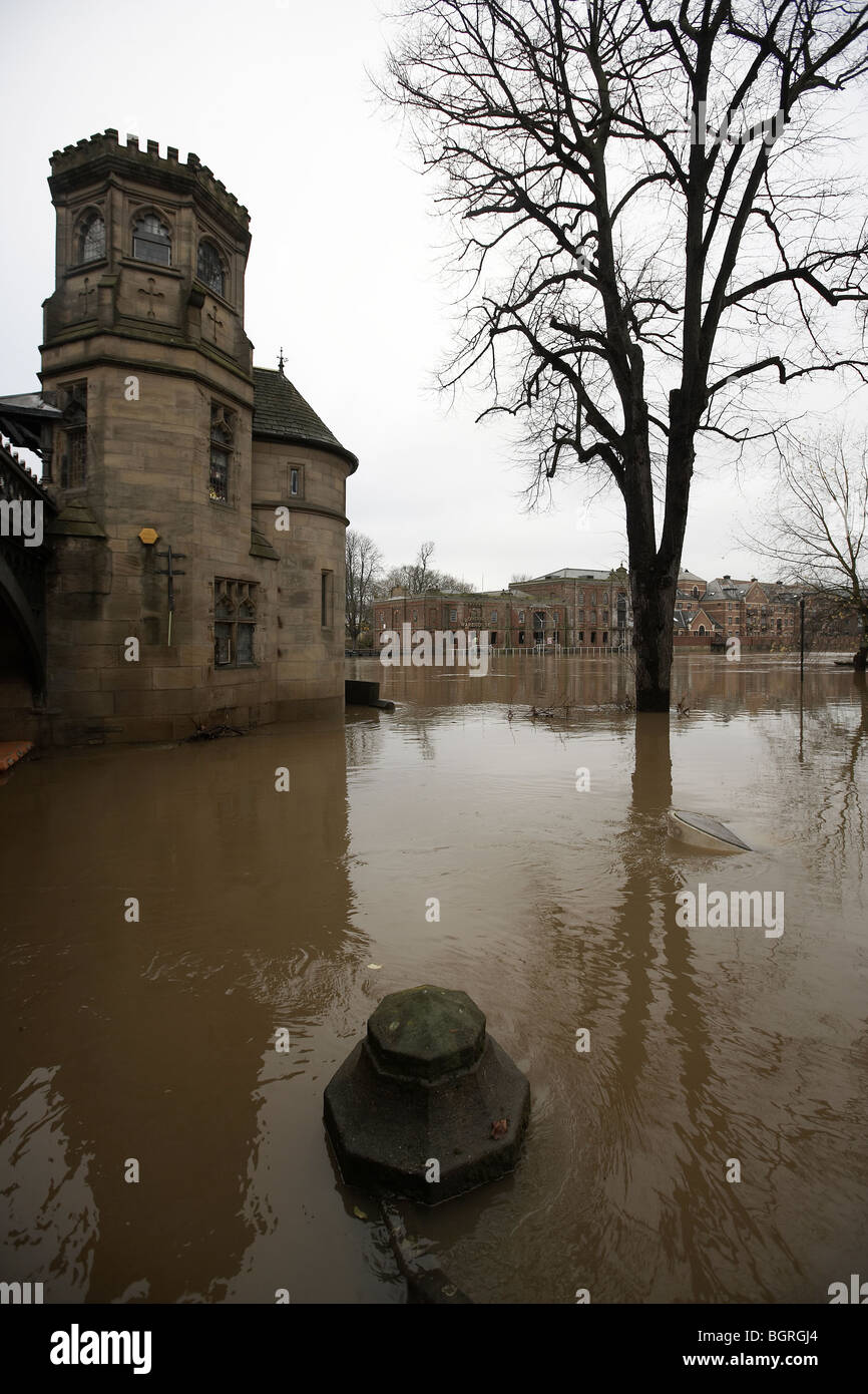 Flooding of the River Ouse in the centre of York, Yorkshire, UK. Flood ...