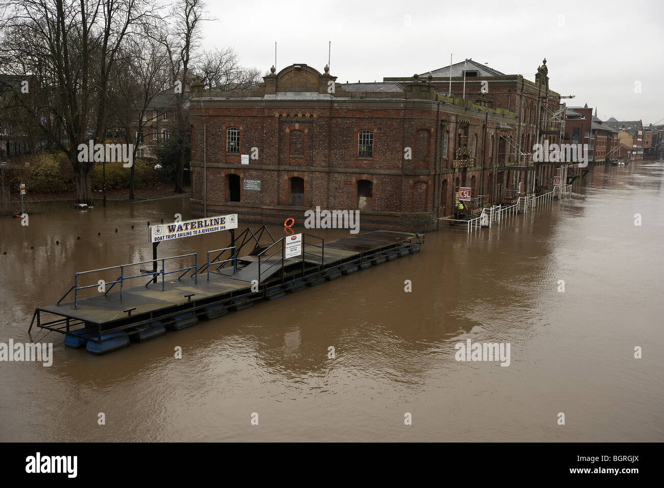 Flooding of the River Ouse in the centre of York, Yorkshire, UK. Flood ...