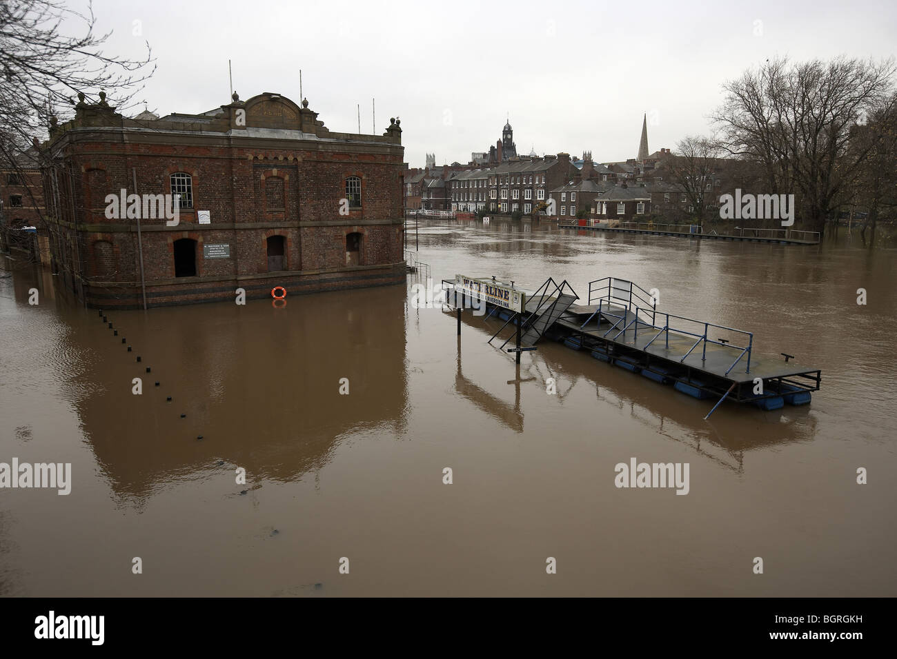 Flooding of the River Ouse in the centre of York, Yorkshire, UK. Flood ...