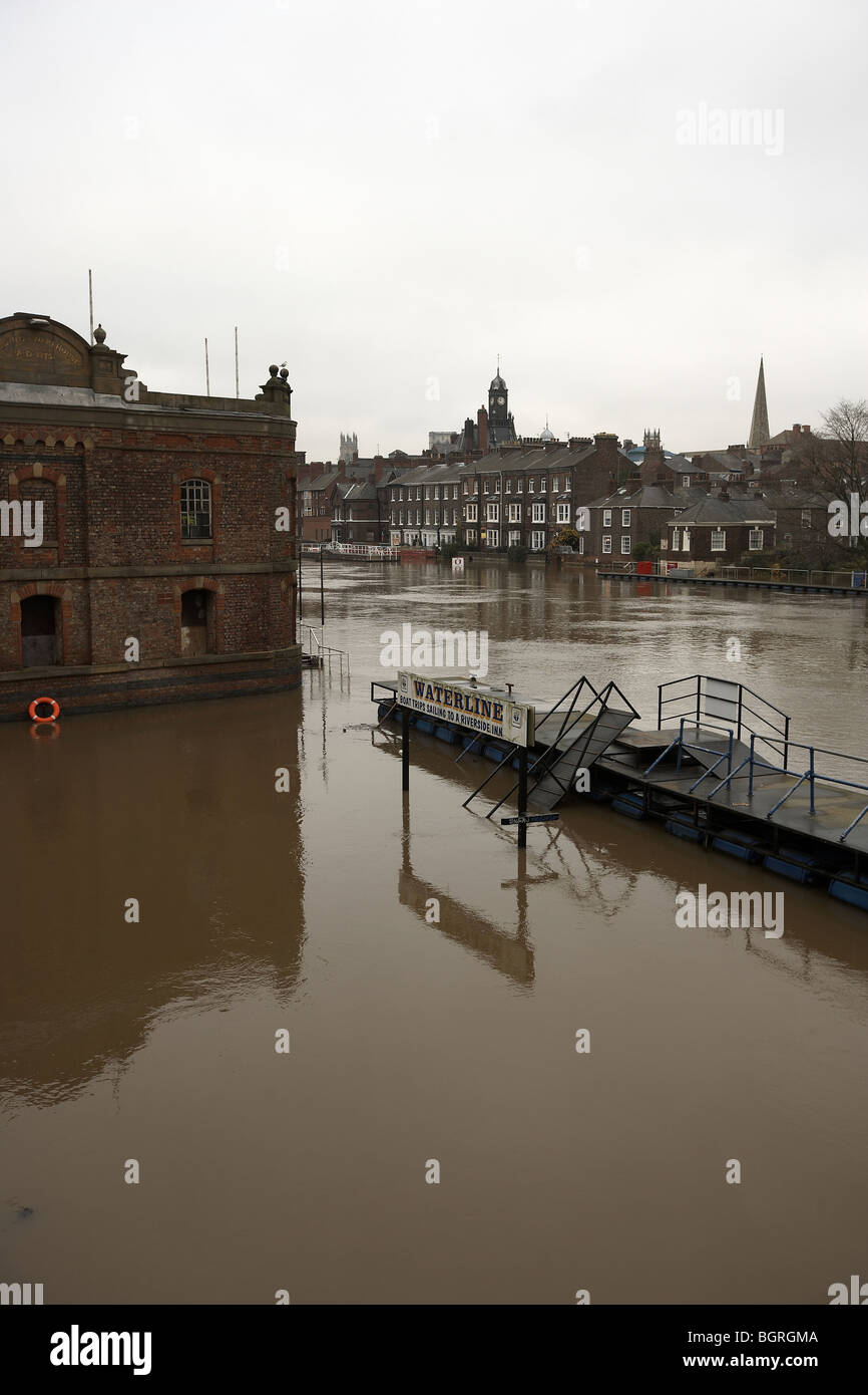 Flooding of the River Ouse in the centre of York, Yorkshire, UK. Flood ...