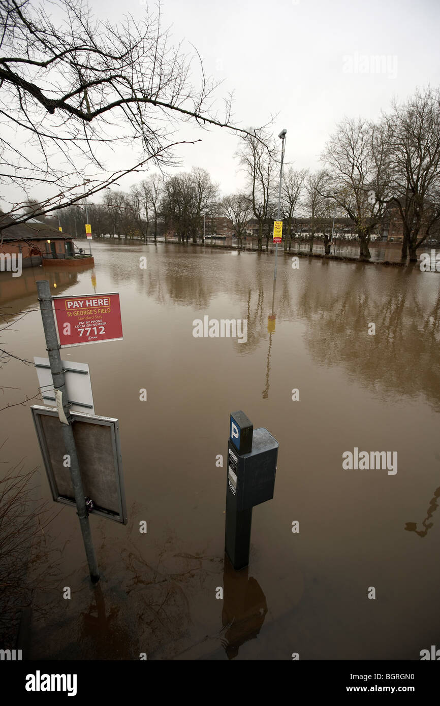 Flooding of the River Ouse in the centre of York, Yorkshire, UK. Flood ...