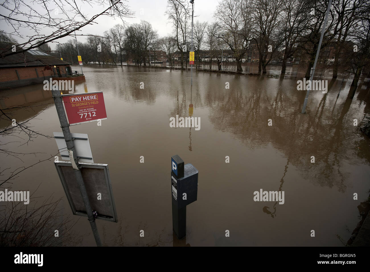 Flooding of the River Ouse in the centre of York, Yorkshire, UK. Flood ...