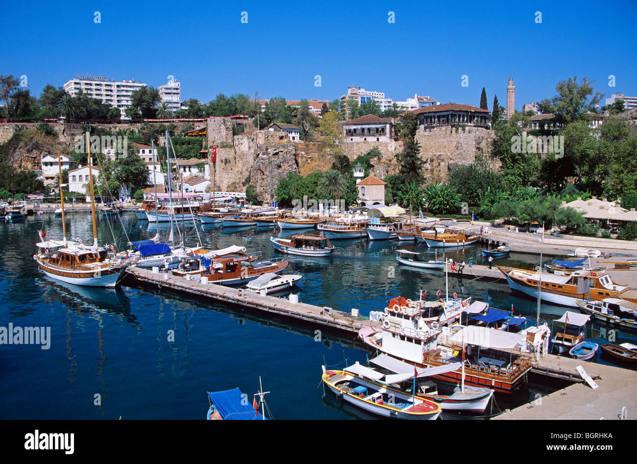 View of the old harbour in the popular resort of Antalya Stock Photo ...