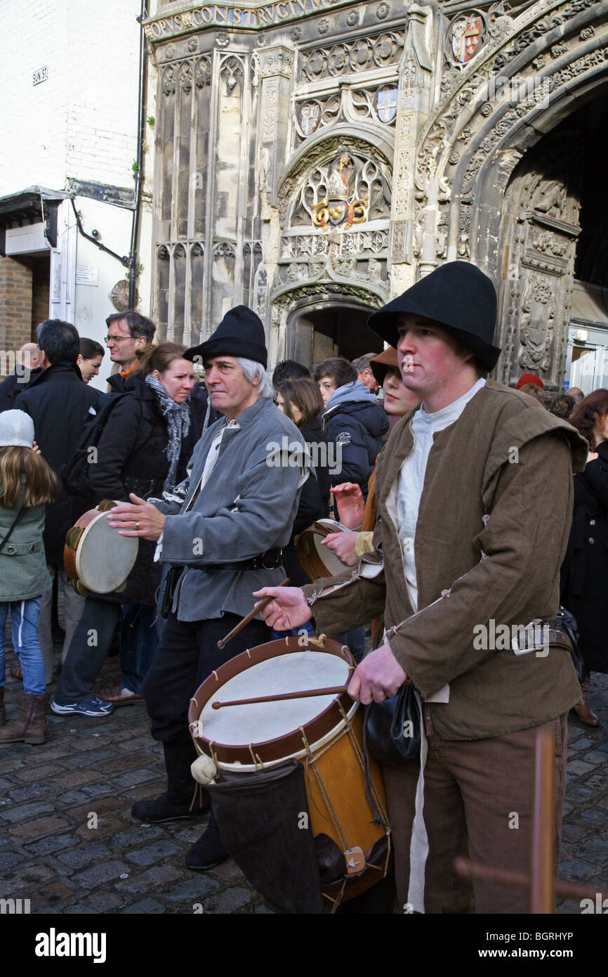Medieval performers put on a show near Christ Church Gate in Canterbury ...