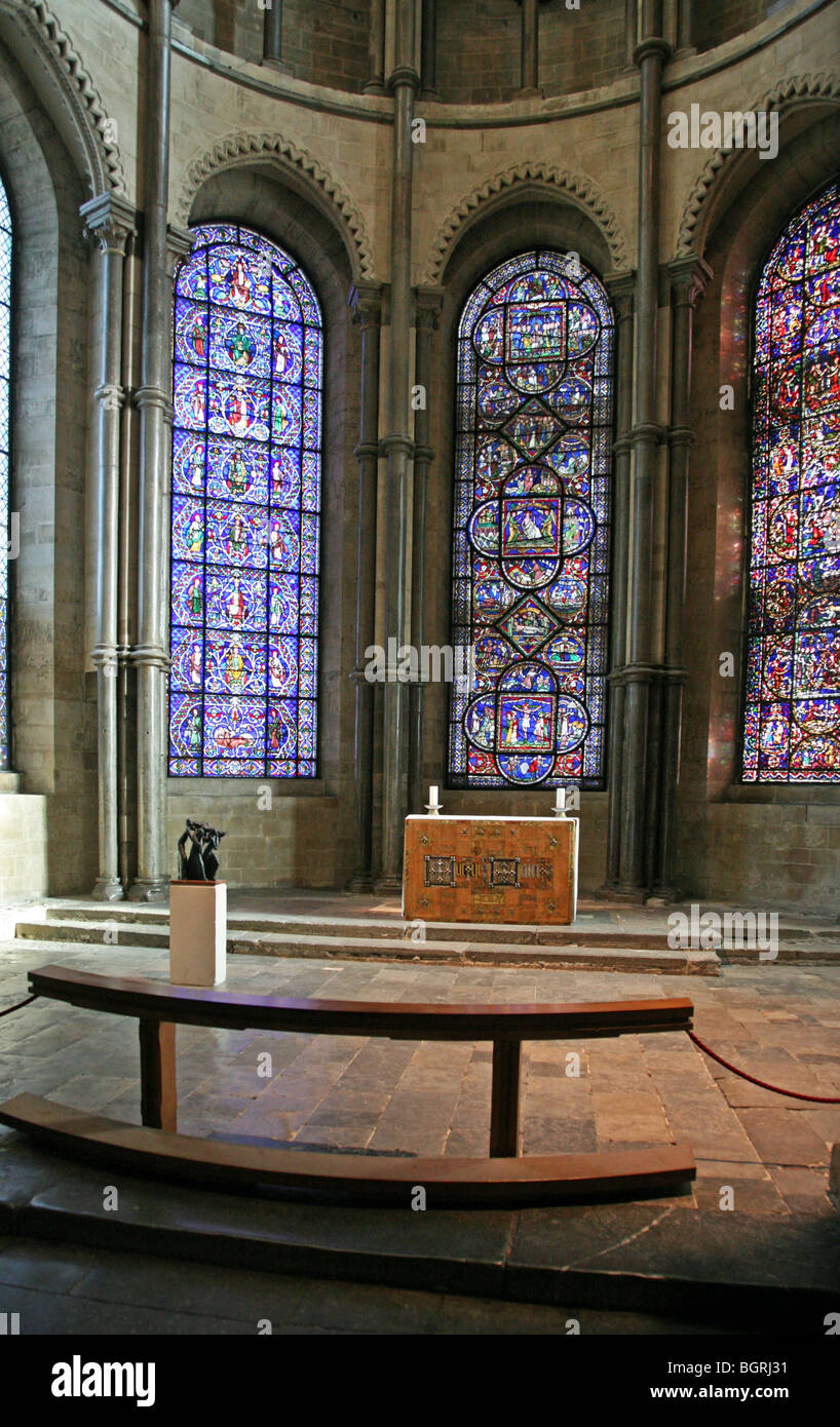 Stained glass windows of the Corona, an apse chapel in Canterbury ...