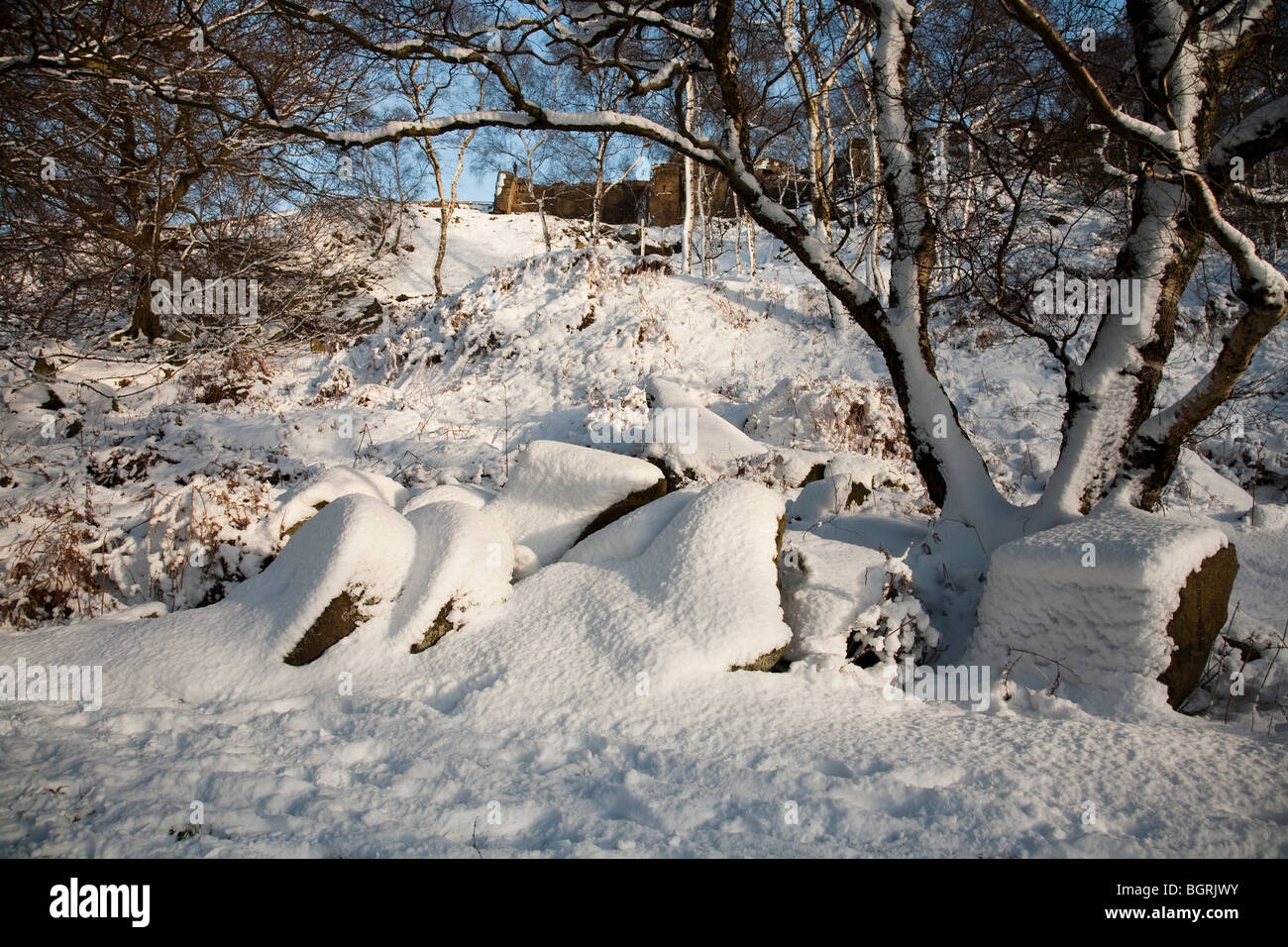 Abandoned millstones at Lawrencefield quarry between Bakewell and ...