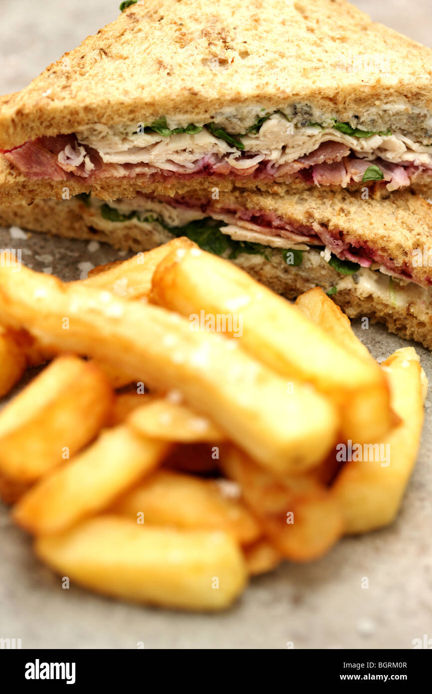 Freshly Cut Cold Roast Turkey Sandwich In Wholegrain Brown Bread With A ...