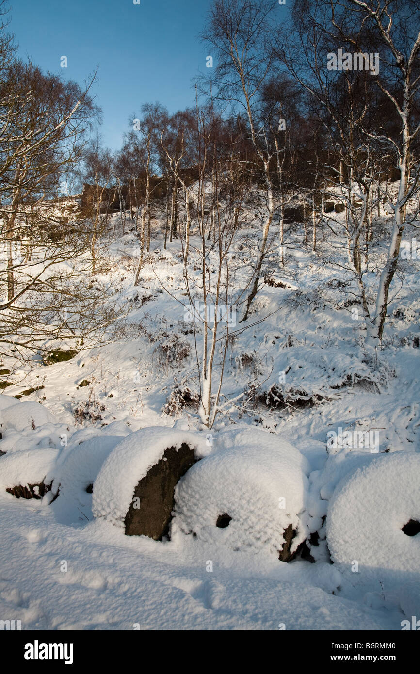 Abandoned millstones at Lawrencefield quarry between Bakewell and ...
