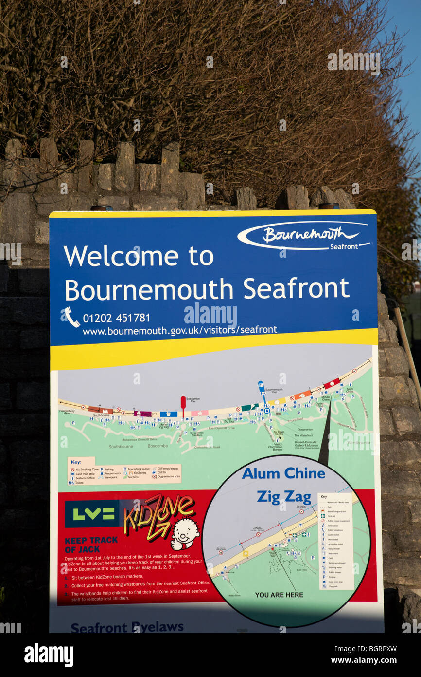 Welcome to Bournemouth Seafront sign showing You are Here Stock Photo ...