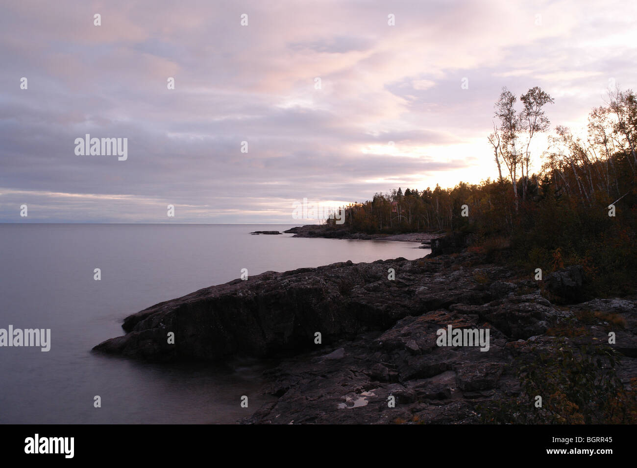 AJD62561, MN, Minnesota, Lake Superior, North Shore, rocky coastline ...