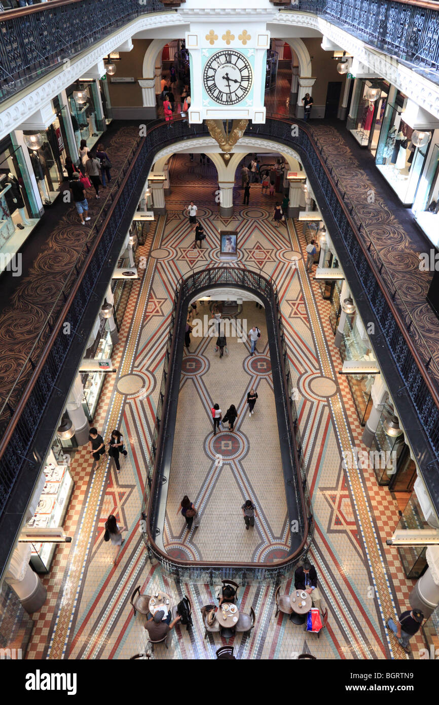 Looking down the multiple layers of the Queen Victoria Building ...