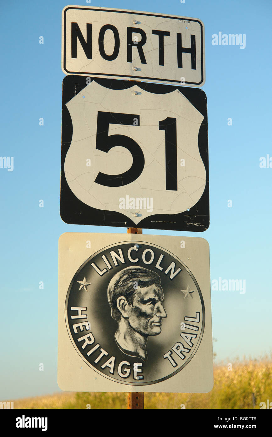 AJD62814, IL, Illinois, Lincoln Heritage Trail Scenic Byway, road sign ...