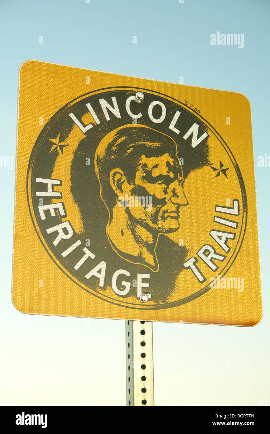 AJD62816, IL, Illinois, Lincoln Heritage Trail Scenic Byway, road sign ...