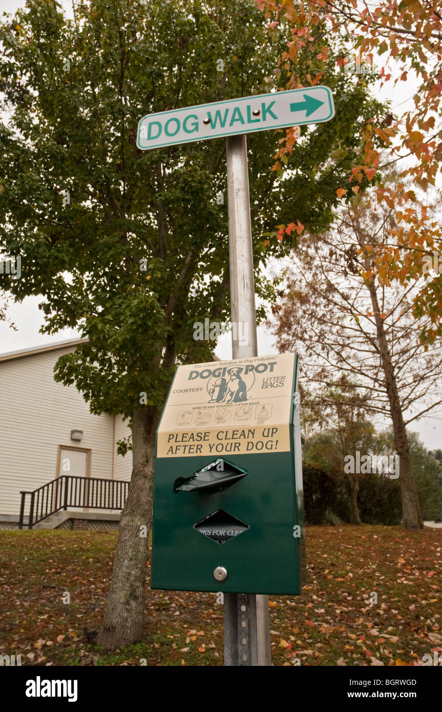 dog walking sign to clean up after your pet at public rest area along ...