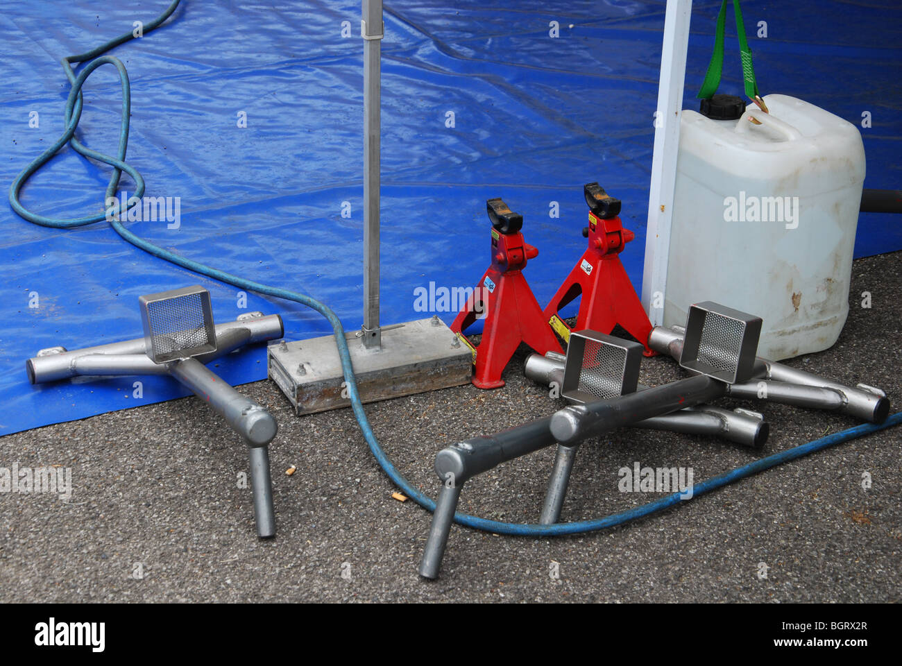 tools in service area of road rally Stock Photo - Alamy