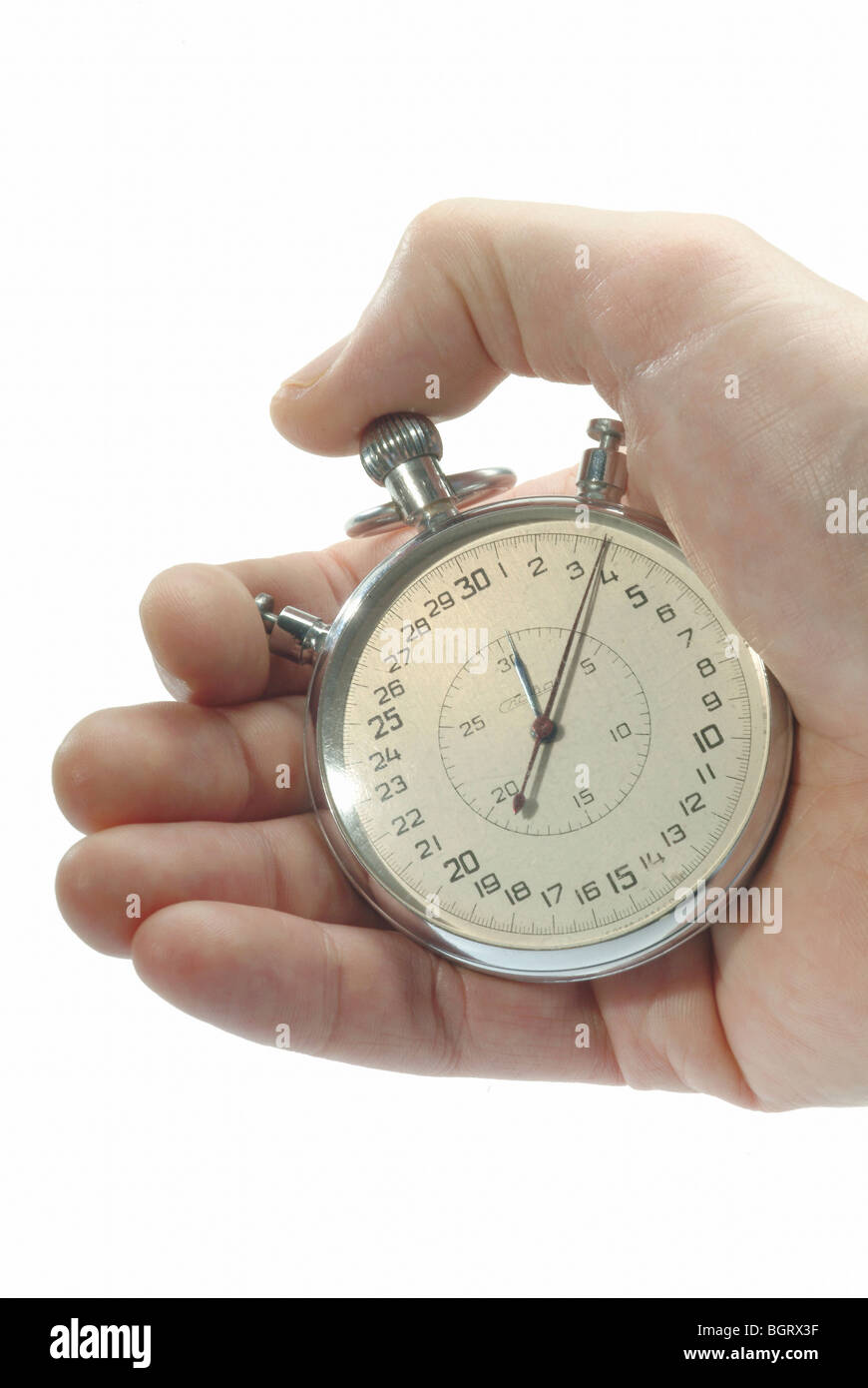 Hand holding a stop watch Stock Photo - Alamy