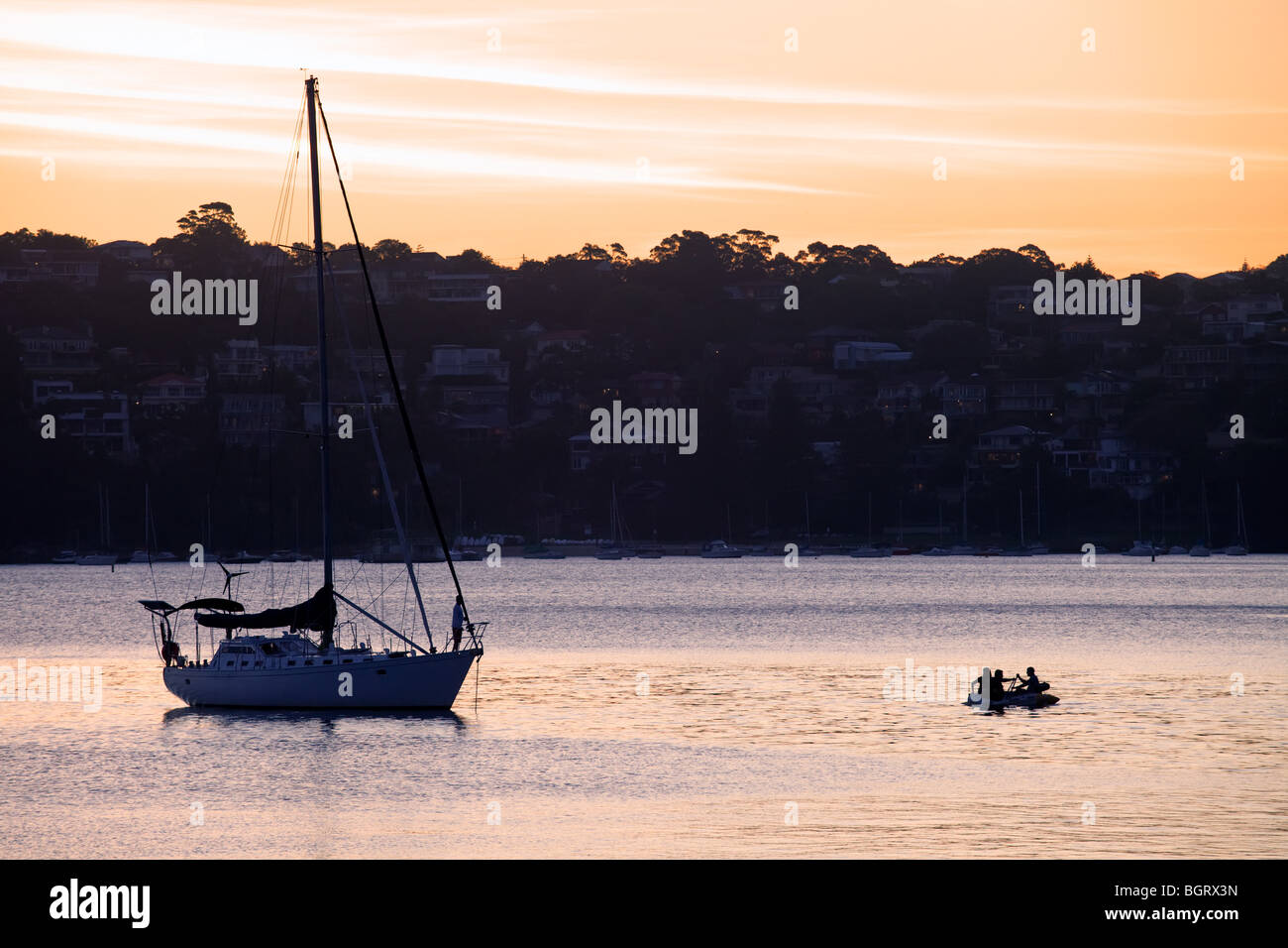Sunset on Yacht in Manly Stock Photo - Alamy