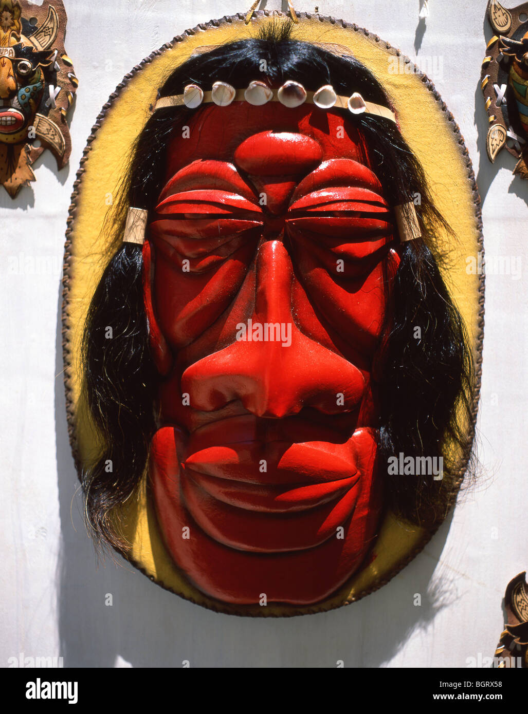 Colourful mask outside crafts shop, Varadero, Matanzas, Republic of ...
