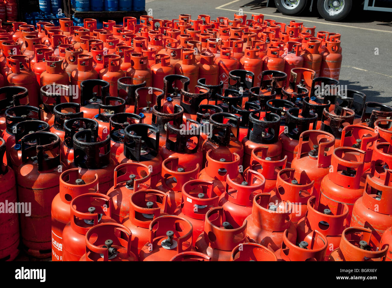 Gas cannisters at a depot in East London Stock Photo - Alamy