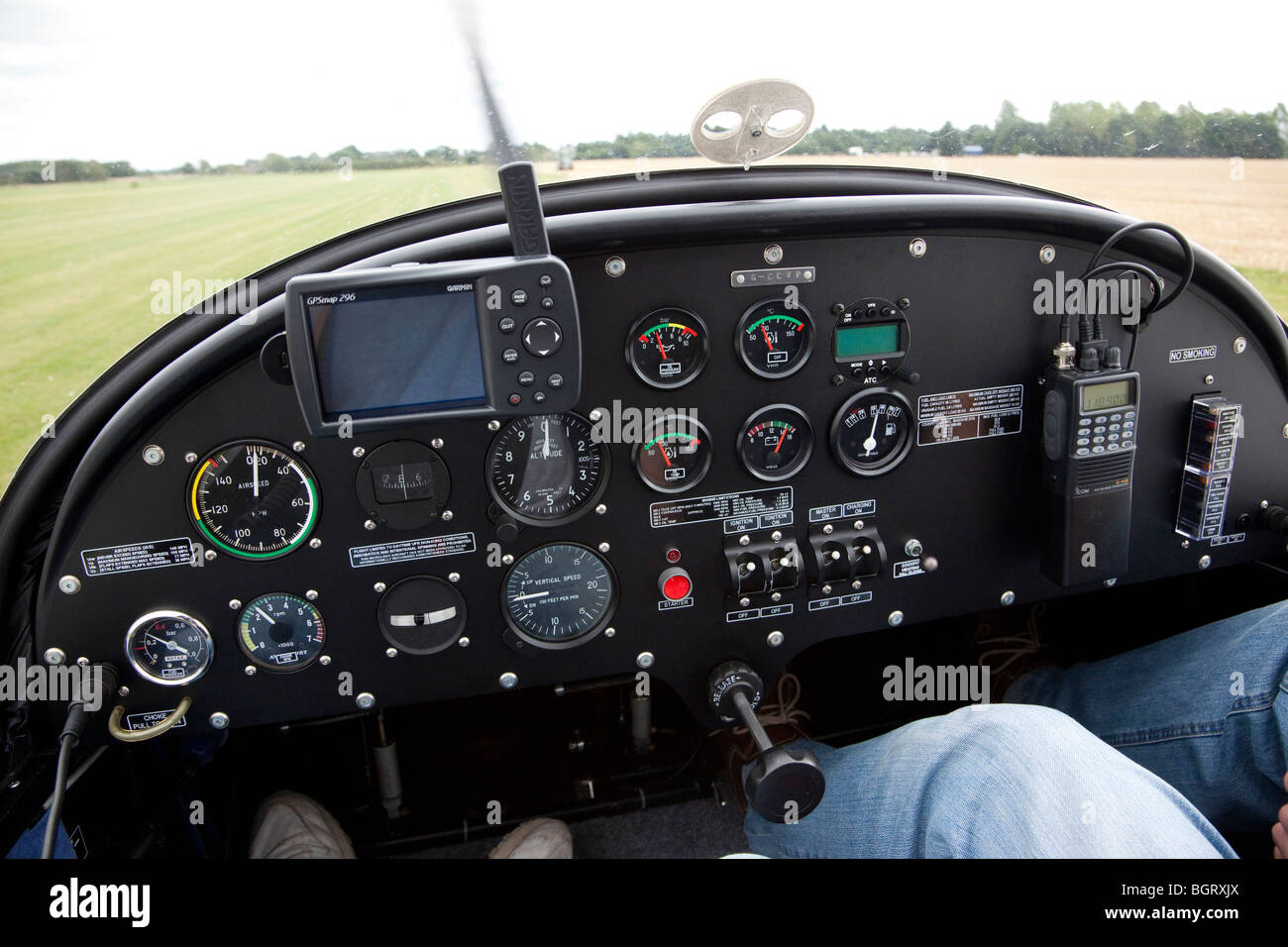 instrument panel inside cockpit of light aircraft EV-97 Evektor ...