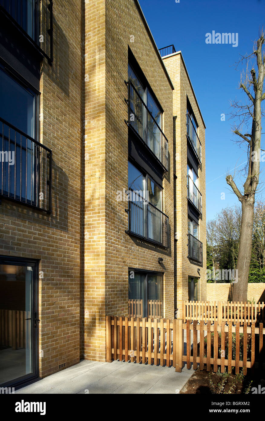 pocket tw4 affordable housing, view of windows with balconies and ...