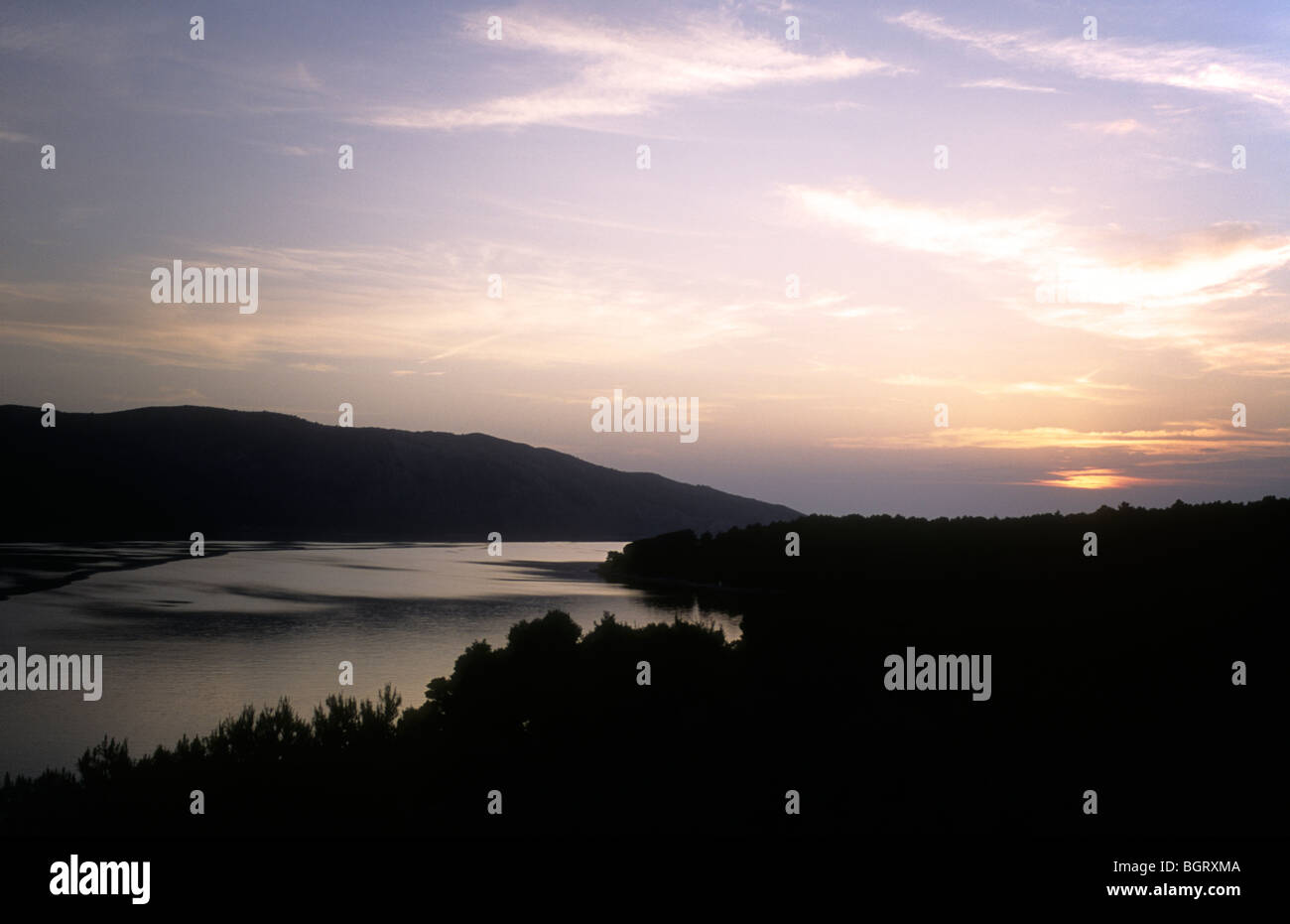 Sunset across Stari Grad bay, Hvar, Croatia Stock Photo - Alamy