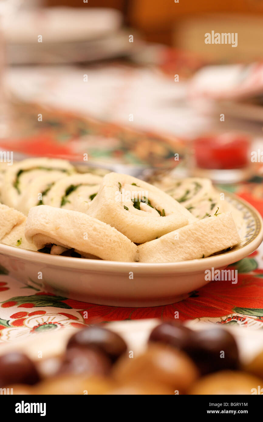 Traditional italian starter. Ham, cream and tomatoes Stock Photo - Alamy