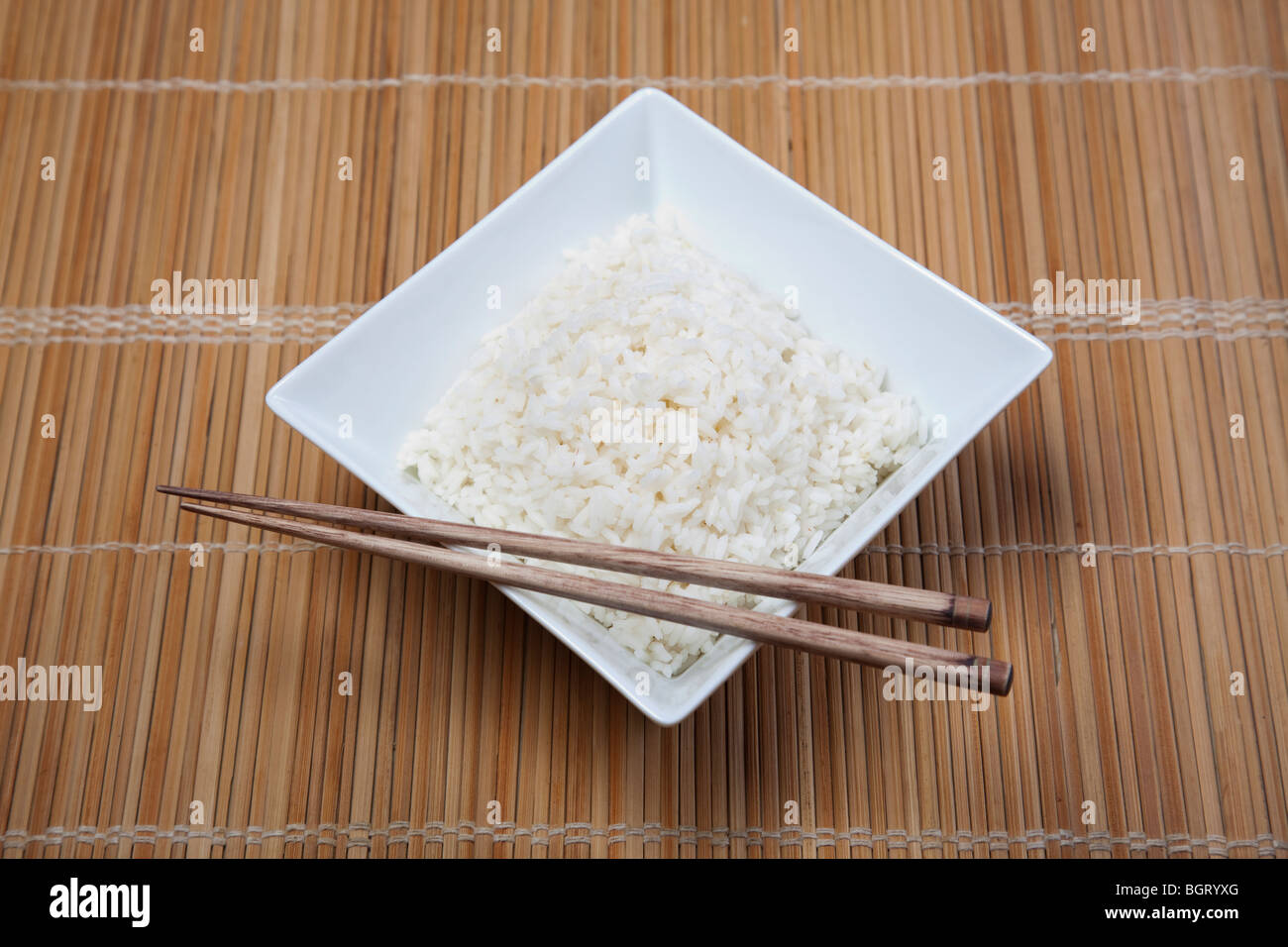 Bowl of white rice on tatami mat Stock Photo - Alamy
