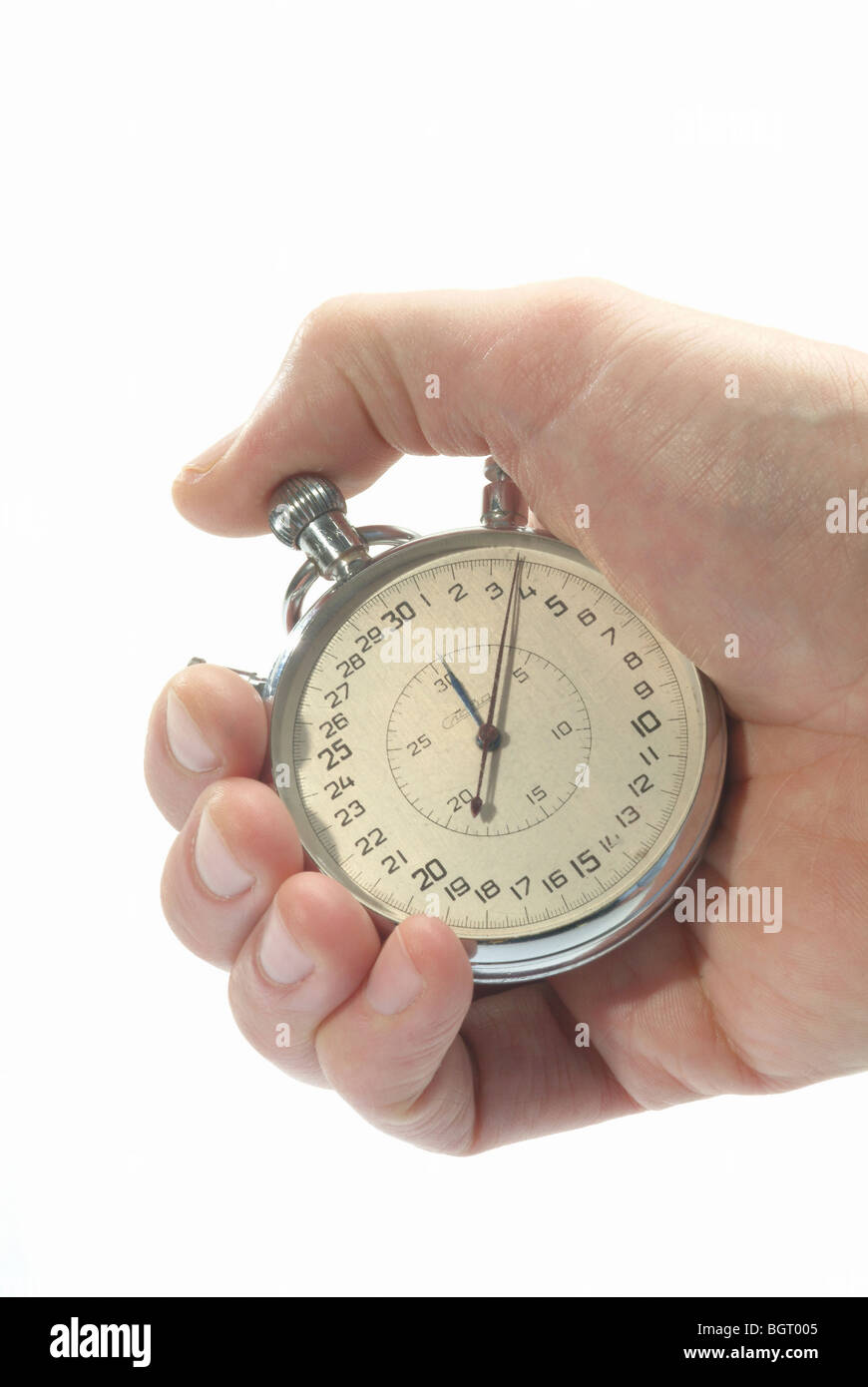 Hand holding a stop watch Stock Photo - Alamy