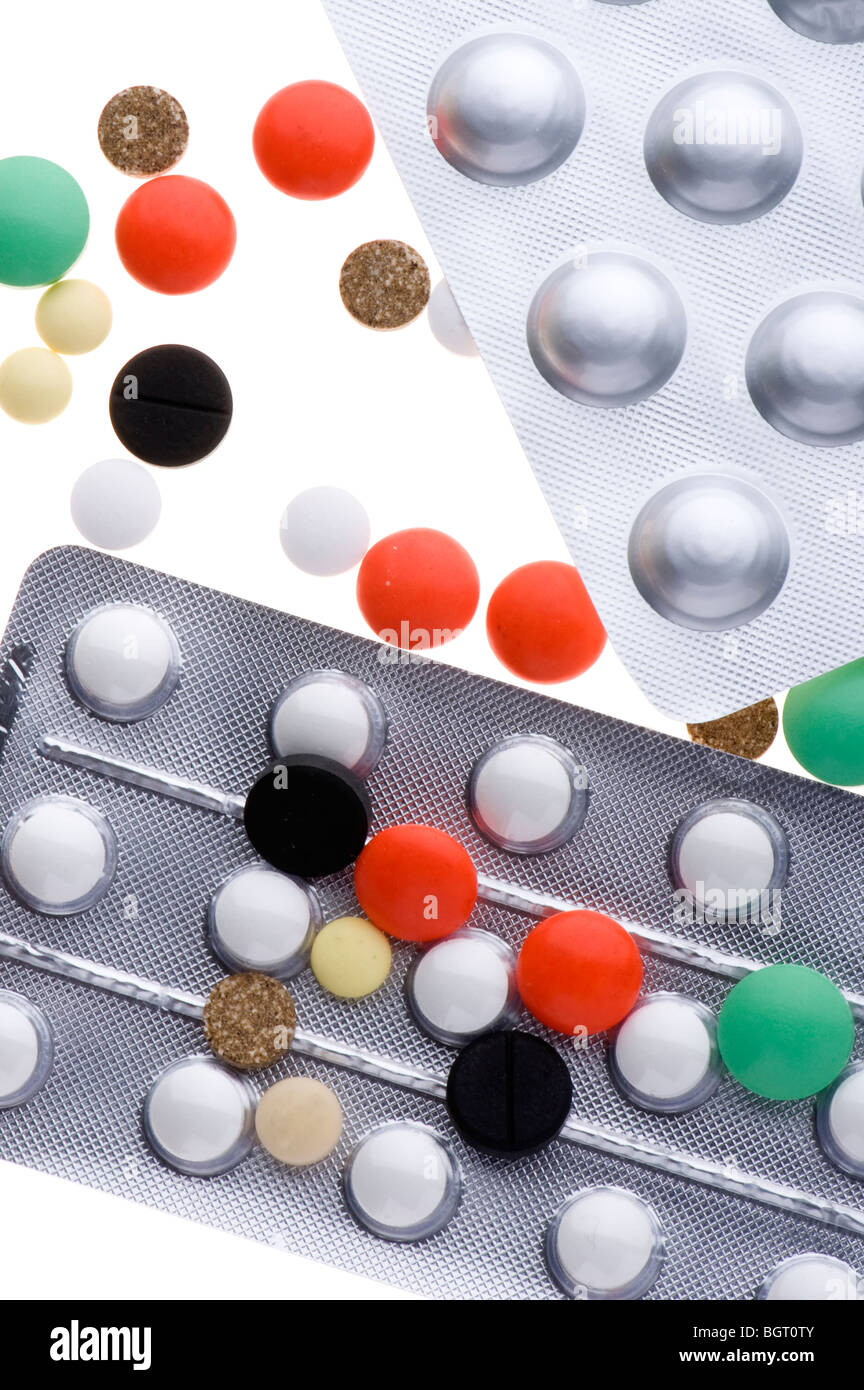 object on white - Medical Tablets close up Stock Photo - Alamy