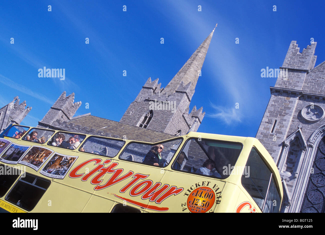 Sight-Seeing Bus in front of St. Patrick`s Cathedral, Dublin, Ireland ...