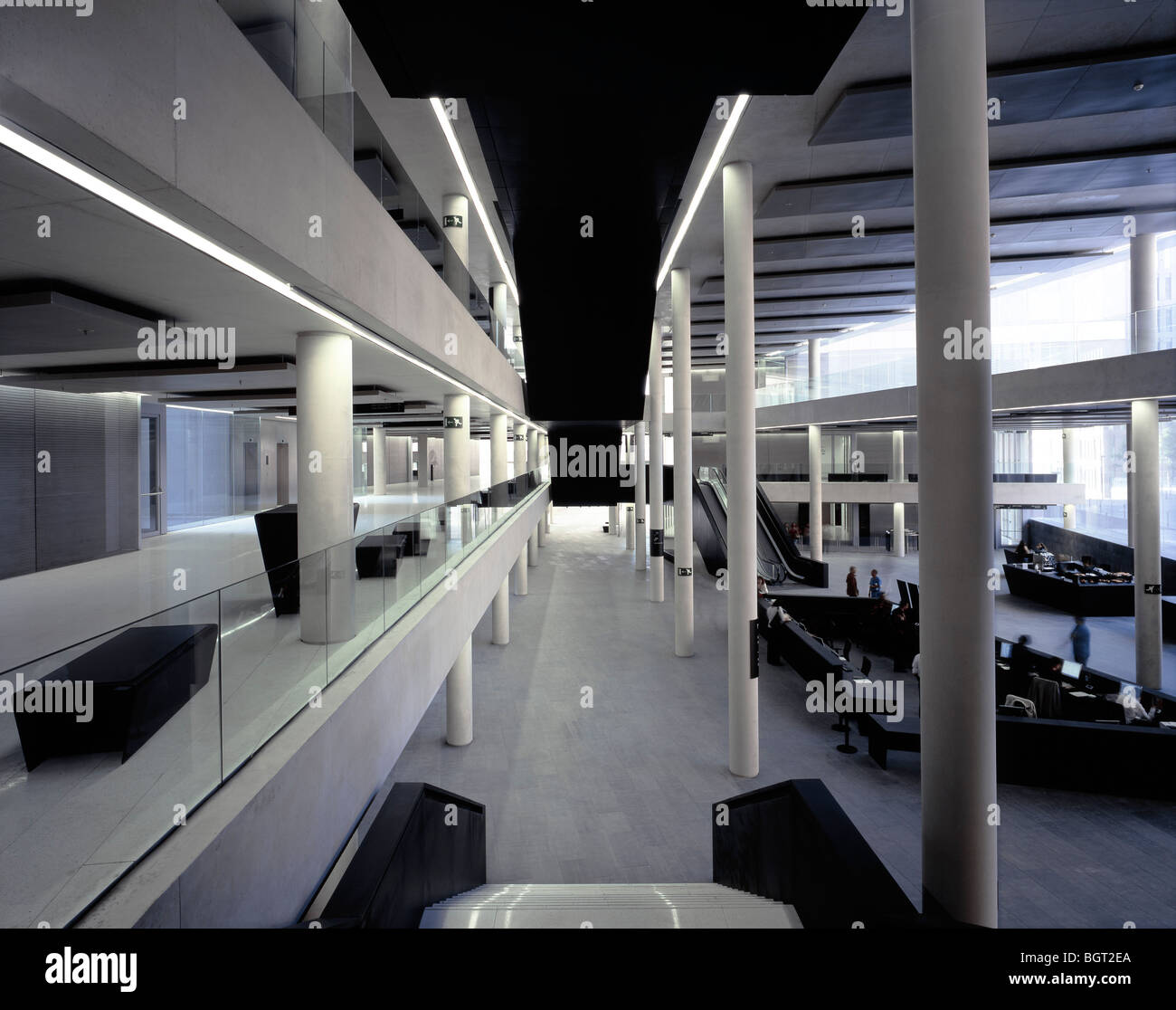 general interior view of atrium showing floor to celing perspective and ...